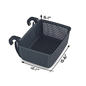 Carrie Box Poolside Storage Basket, Recycled Plastic, Pool Cup Holder, Above Ground Pool Accessories, for Most Frame Pools, Europe Made, Fits 2.3 Inch or Less Top Bar