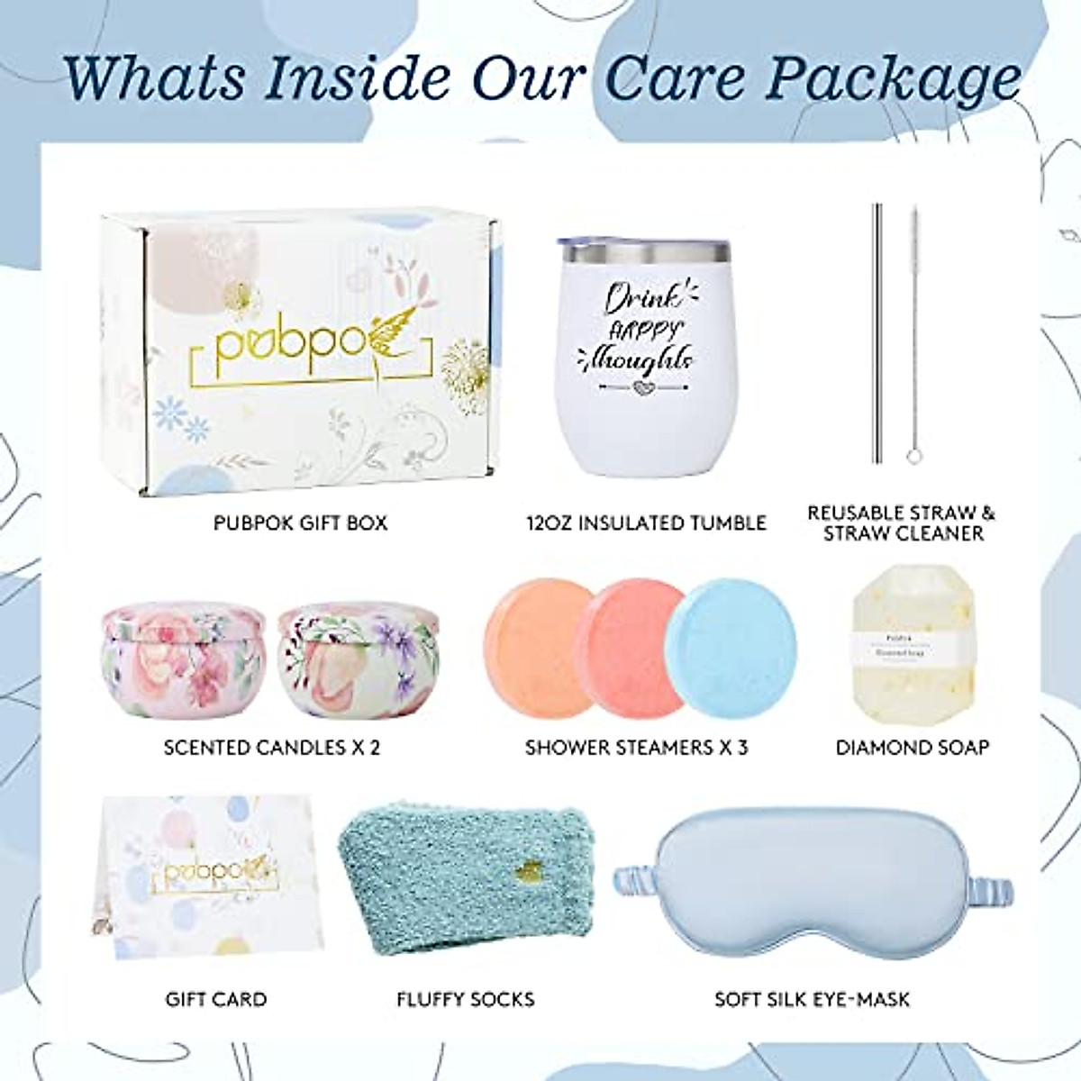 Pubpok Get Well Soon Gifts for Women, Care Package Self Care Gifts, Sympathy Gift Baskets for Her, After Surgery Gifts for Sick Friends Family, Thinking of You Cheer Up Gift Box