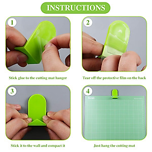 6 Pieces Cutting Mat Hanger, 2.17 Inch x 1.19 Inch Cutting Mat Storage, Standard Grip Cutting Mat Holder, Green Cut Mats Accessories