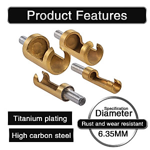 HOHXEN 4pcs Wood Plug Hole Titanium Coated Cutter Drill Bits Set 1/4" 3/8" 1/2" 5/8" Cutting Dowel Power Woodworking Cork Hole Saw Tool Round Wood Plug Tenon Drill Bit Set