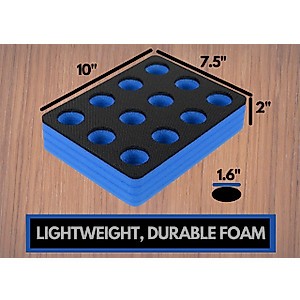 Polar Whale Shot Glass Holder Organizer Modern Tray for Home Kitchen Bar or Club Party Durable Blue and Black Durable Foam Serving Rack 10 Inches Wide Holds 12 Shots