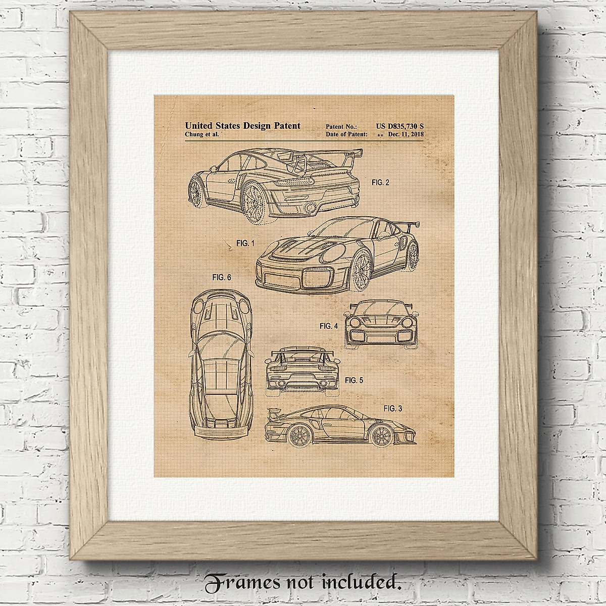 Classic GT2 RS Auto Patent Prints, 1 (11x14) Unframed Photos, Wall Art Decor Gift for Home Office Porsche Work Garage Man Cave College Engineer Student Teacher Coach F1 LeMans Team Racing Champs Fans