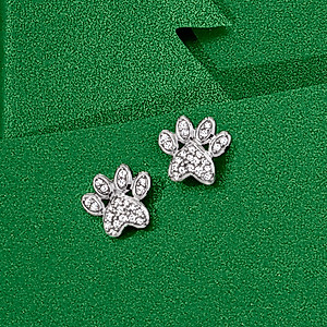 Ross-Simons 0.10 ct. t.w. Diamond Paw Print Stud Earrings in Sterling Silver