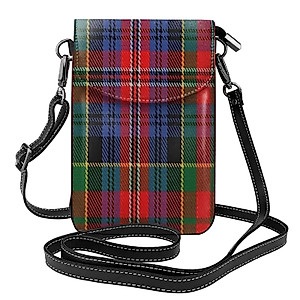 Small Crossbody Scottish Clan MacPherson Red Tartan Crossbody Purse Bag Fashion Cell Purse Wallet For Women/Girls Gift