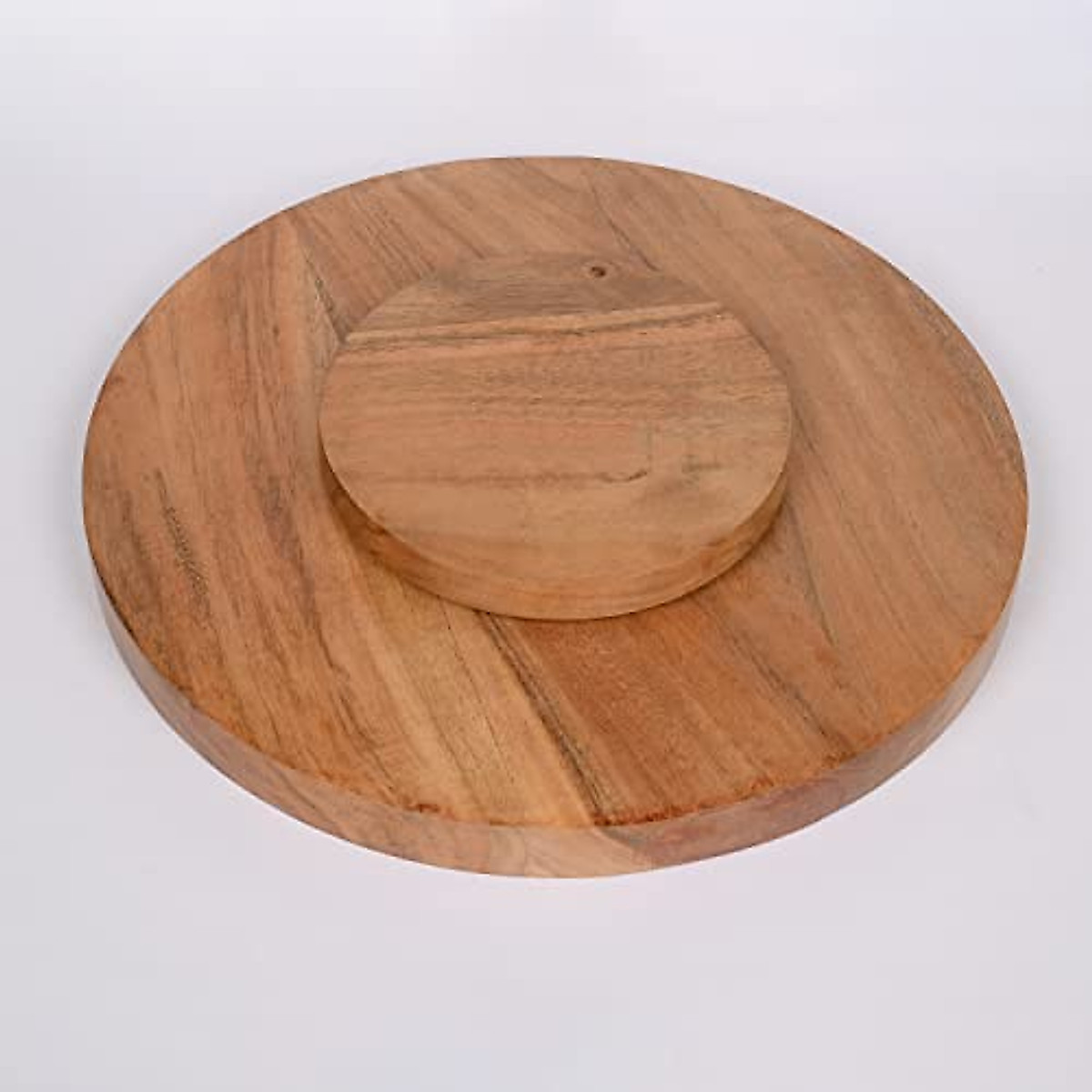 Acacia Wood Cake Stand - Wooden Cake Stand Turntable for Table, Pantry, Fridge, Refrigerator, Countertop (12" x 12" x 2")