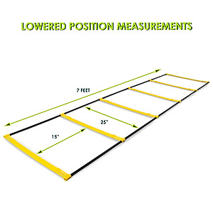 ProsourceFit Raised Speed & Agility Ladder with 6 Collapsible Hurdles for Footwork, Football & Soccer Elevated Training Workout Equipment
