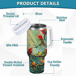 ODAWA Forest Birds Travel Coffee Tumbler Reusable Tumbler with Lid Insulated Coffee Cups