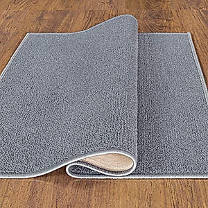 Machine Washable Modern Solid Design Non-Slip Rubberback 2x3 Traditional Area Rug for Entryway, Bedroom, Kitchen, Bathroom, 2'3" x 3', Gray