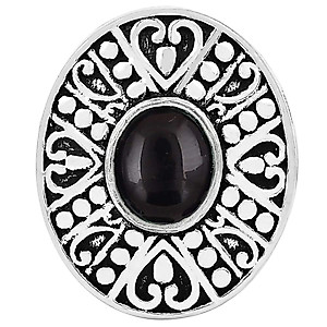 Black Onyx Ring Sterling Silver Plated for Women Size 11, Handmade Black Stone December Birthstone Bohemian Victorian Jewelry Gifts For Her