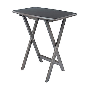 WINSOME Dorian Oversized Snack Table Set, Oyster Gray (Brown Base) (replace color may vary)., 23.62 x 15.75 x 25.51, 5pc