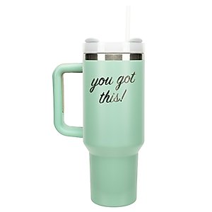 Elanze Designs You Got This Motivation 40 oz. Stainless Steel, Large Water Bottle Coffee Mug, Spill & Leak Resistant, Thermal Travel Tumbler with Handle, Lid & Straw, Sage Green