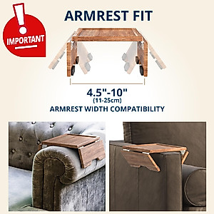 Sofa Armrest Tray – Acacia | Couch Arm Table - Clip-On Couch Desk Sofa Arm Tray - Dark Honey