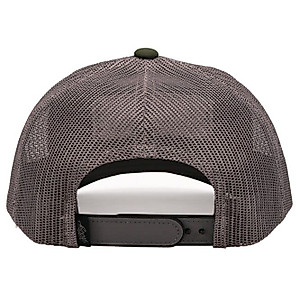 Hooey Habitat in Green and Grey Five Panel Trucker with Black Orange and Grey Rectangle Patch 6012TGRGY