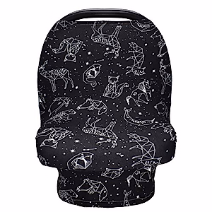 Wallfire Baby Nursing Cover, Multi-Function Breastfeeding Cover Baby Car Seat Canopy Stroller Cover Stretchy Nursing Cover - Constellation
