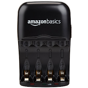 Amazon Basics Battery Charger for AA & AAA Nickel-Metal Hydride batteries (Ni-MH) With USB Port, Black