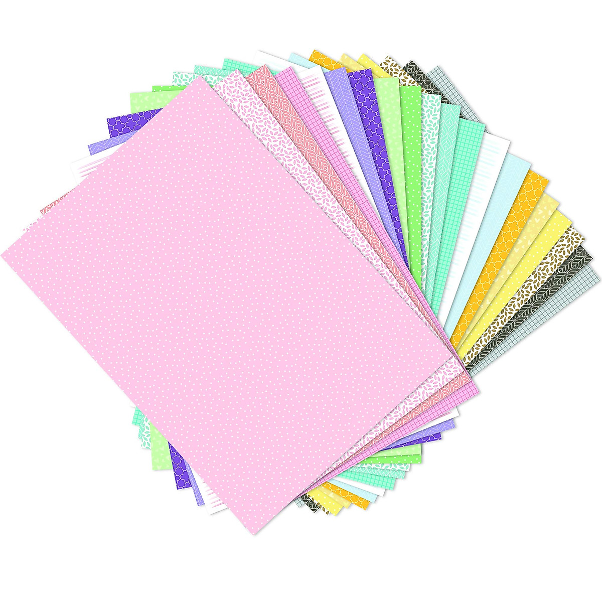 Sizzix Surfacez Patterned 665275, Double Sided Scrapbook Paper, 20 Colours, 8 1/4" x 11 3/4", 80 Pack, Multicolor