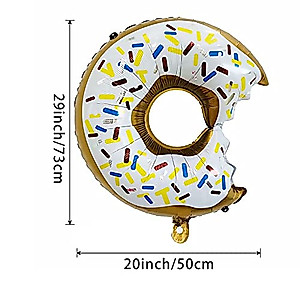 Donut Foil Balloon Doughnut Mylar Balloons Sweet Candy Balloon for Baby Shower Party Decoration White 6pcs