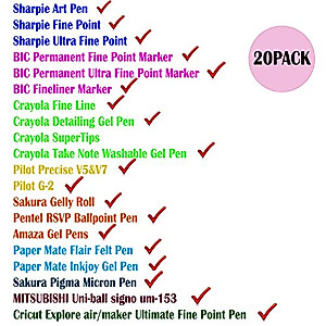 SPPQ 20 Packs Pen Adapter Holder Set Compatible with Cricut (Explore Air/Air 2/Air 3 and Maker/Maker 3), (Sharpie/Bic/Crayola/Sakura/Pilot/Pentel/Paper mate/Mitsubishi uni-ball)