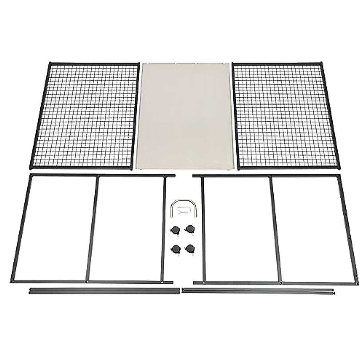 KarweuSu 3-Tier Shelf Food Preparation BBQ, Outdoor Cook Adjustable Station Table with Wheels, Heightened Bottom Grill Serving Cart Movable Trolley Storage (with Handle)