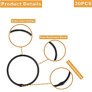 30Pcs Shower Curtain Rings Rustproof Shower Curtain Hooks for Bathroom Decorative Metal Round Shower Ring Hooks for Shower Rods Curtains (Black)