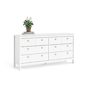 Tvilum 8 Drawer Double Dresser, White