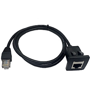 Qaoquda Cat5e RJ45 Square Flush Mount Cable, RJ45 Male to Female Shielded Ethernet Network Panel Mount Extension Cable for Car, Boat and Home Wall 1M/3Ft