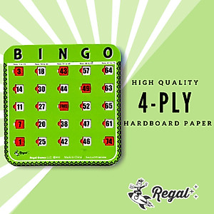 Regal Bingo Bulk Bingo Cards with Sliding Windows - Reusable Large Print Bingo Game Cards for Adults Large Group - 8 Pack, Green
