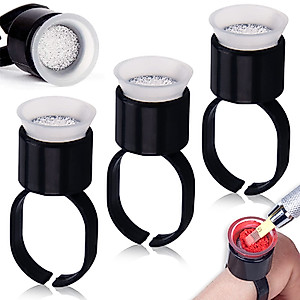 Ink Ring Cups - 50Pcs Pigment Rings Microblading Pigment Glue Rings with Sponge Ink Cups Caps Permanent Makeup Tattoo Eyelash Eyebrow Extensions Medium Holder for Microblading Supplies