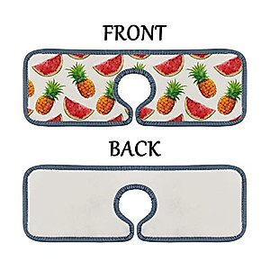 Absorbent Kitchen Faucet Mats 2 Pieces Watercolor Pineapple And Watermelon Faucet Sink Splash Guard Bathroom Counter and RV,Faucet Counter Sink Water Stains Preventer