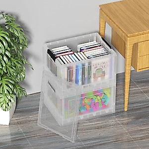 Yesdate 4 Packs 30 Liters Collapsible Storage Cube with Lids, Foldable Plastic Organizers Bin Box for Shelves, Drawers, Closet