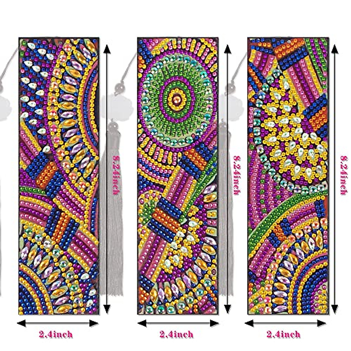Datura Flower Diamond Painting Bookmark - pigpigboss 3 Pieces Bookmark with Diamond Leather Tassel Bookmark Diamond Dots Arts Crafts Kit for Adult Student Graduation Gift (21 x 6 cm)
