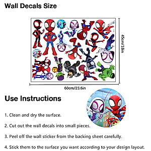 Spider and His Best Friends Sticker Children's Cartoon Bedroom Background Wall Decoration Wall Sticker PVC (6)