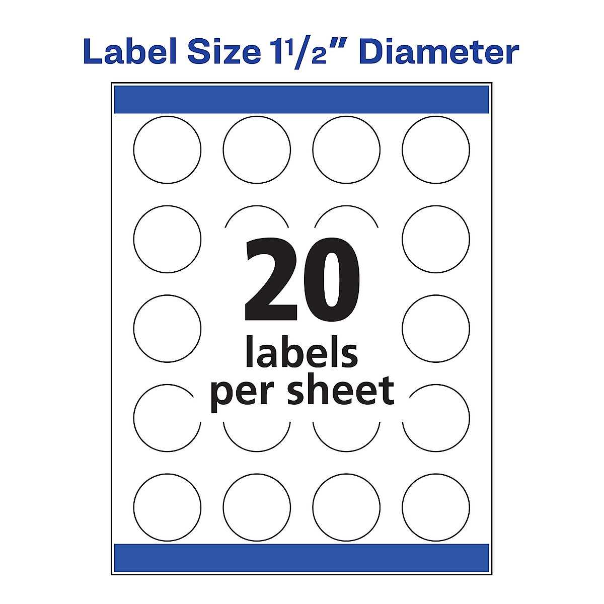 Avery Matte White Round Labels, Sure Feed Technology, Permanent Adhesive, 1-1/2", 400 Labels (8293)