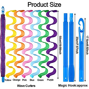 30 Pieces Wave Spiral Curlers Kit, No Heat Rollers with Hooks for Long Hair Styling - All Hairstyles (50 cm/ 19.68 Inch)