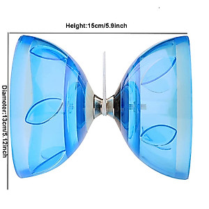 HenMerry Diabolo Chinese Yoyo Set,Triple Bearing Diabolo Chinese Yo-yos Juggling Toys Colorful LED Diabolo with Diablo Sticks, Diabolo String&Net Bag, Easier Start/Faster/Stable&Lasts Longer (Clear)