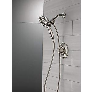Delta Faucet Linden 17 Series Dual-Function Shower Faucet, Shower Trim Kit with 4-Spray In2ition 2-in-1 Dual Hand Held Shower Head with Hose, Stainless T17293-SS-I (Valve Not Included)