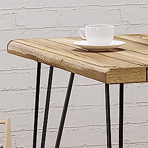Christopher Knight Home Audrey Indoor Industrial Acacia Wood Dining Table, Teak Finish, Rustic Metal