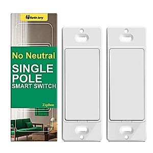 Zigbee Smart Switch no Neutral Required | 2 Pack Smart Light Switch Compatible with Alexa and Work with Google Home, Smart Home Devices
