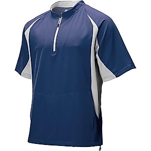 Wire2wire Men's Performance Short Sleeve Baseball Cage Jacket Navy/Grey 2XL