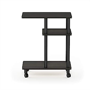 Furinno Turn-N-Tube U Shape Sofa Side Table with Casters, Espresso/Black