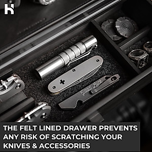 Watch & Pocket Knife Display Case – Switch Up Your Display with the Modular Pillars – Comes with Vegan Leather Padding and 4 Extra Pillars – The Combo Deck Pro – Lifetime Assarance Included