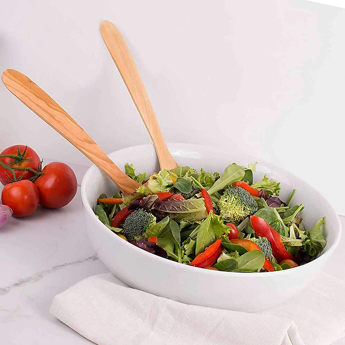 Eddington 50012 Italian Olive Wood Salad Server, Handcrafted in Europe, 2-Piece Set, 13-Inches