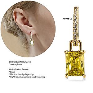 MABARRI Womens Dainty 14K Gold Plated Crystal Drop Dangle Earrings for Women Trendy,Women's Rhinestone Earrings Dangling（Peridot）