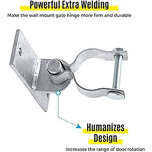 Heavy Duty Wall Mount Gate Hinge | Pipe Gate Hinge 2 Pack Chain Link Fence Gate Hinges Fence Post Chain Link Gate Hinge Pressed Steel Chain Link Fence Frame Hinge Outdoor Gate Hardware (4 Pack)