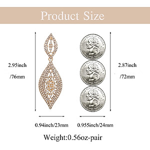 VANGETIMI Fashion Champagne Rhinestone Crystal Wedding Earrings for Women Bridal Bridesmaid Long Leaf Chandelier Teardrop Dangle Earrings Jewelry