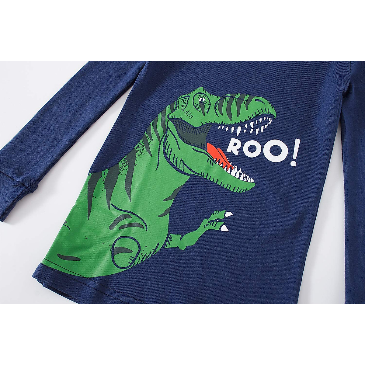 Dolphin&Fish Boys Pajamas 100% Cotton Kids Pjs Toddler Pjs Set Dinosaur Clothes Style-830 Size 6 Dark Blue