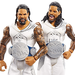 WWE Jimmy USO vs Jey USO Battle Pack Series #64 with Two 6-inch Articulated Action Figures & Ring Gear