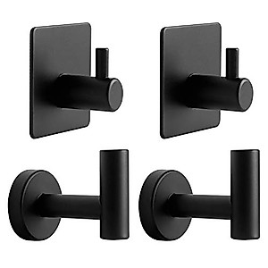 Siyzda 4 Pack Towel Hook Set, SUS 304 Stainless Steel Heavy Duty Bath Robe Hook for Bathroom Kitchen Garage Hotel Including 2 Wall Mounted Coat Hooks 2 Adhesive Hooks