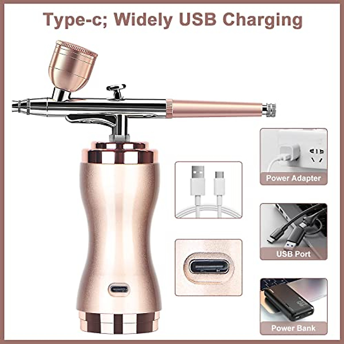 LOKEISNA Airbrush Kit, Cordless Airbrush Compressor, 36PSI Rechargeable Airbrush Gun, Airbrush Makeup with 0.3mm Nozzle and Cleaning Brush Set, Cake Airbrush Decorating Kit, Art Painting