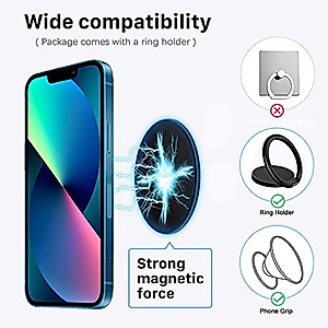 Lendouble Magnetic Disk Base for Magsafe Accessories, Removable Magnet Plate Compatible with iPhone 14/13/12 Pro Max Mini & Mag Case, Non Adhesive Mag Safe Disc Designed for P-Socket Grip/Ring Holder